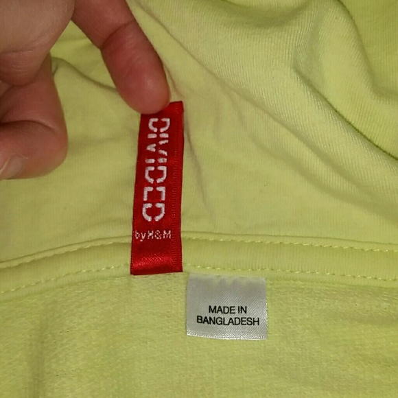 H&M | Tops | Neon Yellow Lightweight Zip Hoodie | Poshmark